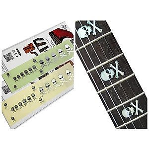 Inlay Sticker Fret Markers for Guitars & Bass - Skull with Crossbones (Sideways) - White Pearl