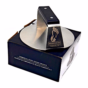 The Sasquash - 6" Heavy Duty Extra Wide Flat Handle Smashed Burger Press - Commercial Grade One-Piece Welded Stainless Steel Burger Smasher