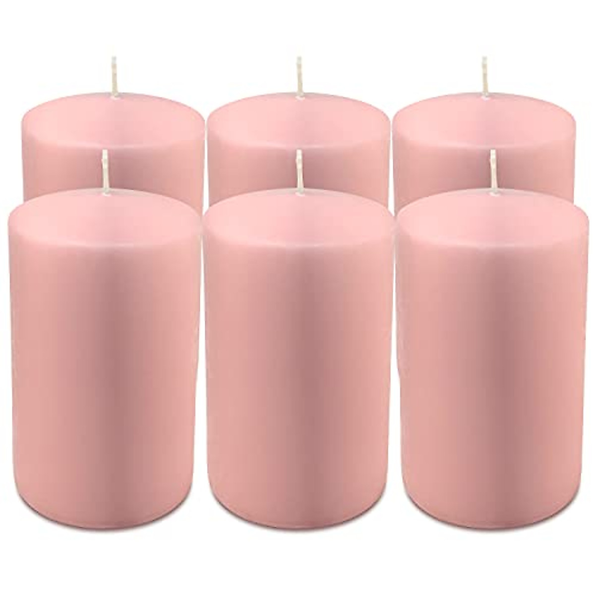 Hyoola Light Pink Pillar Candles 3x6 Inch - 6 Pack Unscented Pillar Candles Bulk - European Made