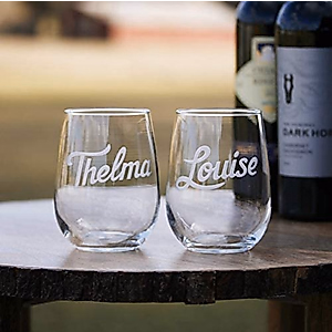 Thelma & Louise Engraved Stemless Wine Glass Set