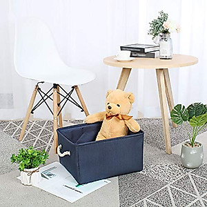 uxcell Fabric Storage Basket with Dual Handles, Collapsible Storage Bins for Toys Laundry Clothes Storage, Home Organizer for Bedroom Office Closet Dark Blue Large
