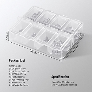 NEEWER 26PCS Camera Screw Set for Photography Equipment, Includes 1/4" 3/8" M2 M2.5 M3 and M4 Screws Compatible with SmallRig NEEWER Camera Cage, Top Handle, Side Handle Grip, Tripod QR Plate, UA002