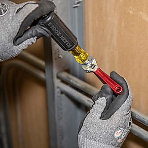 Klein Tools D506-4 Adjustable Drive Wrench, Forged with High Polish Chrome Finish and a plastic dipped handle, 4-Inch