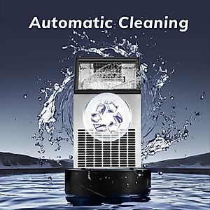 ICEVIVAL Commercial Ice Maker Machine, 100lbs/Daily Ice Production Under Counter Ice Maker, Self-Cleaning, Timer Stainless Ice Maker with 33lbs Ice Storage, Ideal for School, Home, Bar, RV