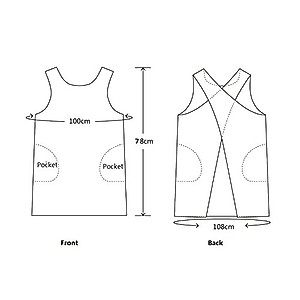 AOBBYBBS Cotton Linen Apron Halter CrossBack Bandage Aprons Japanese Style X Shape Pocket (Khaki)
