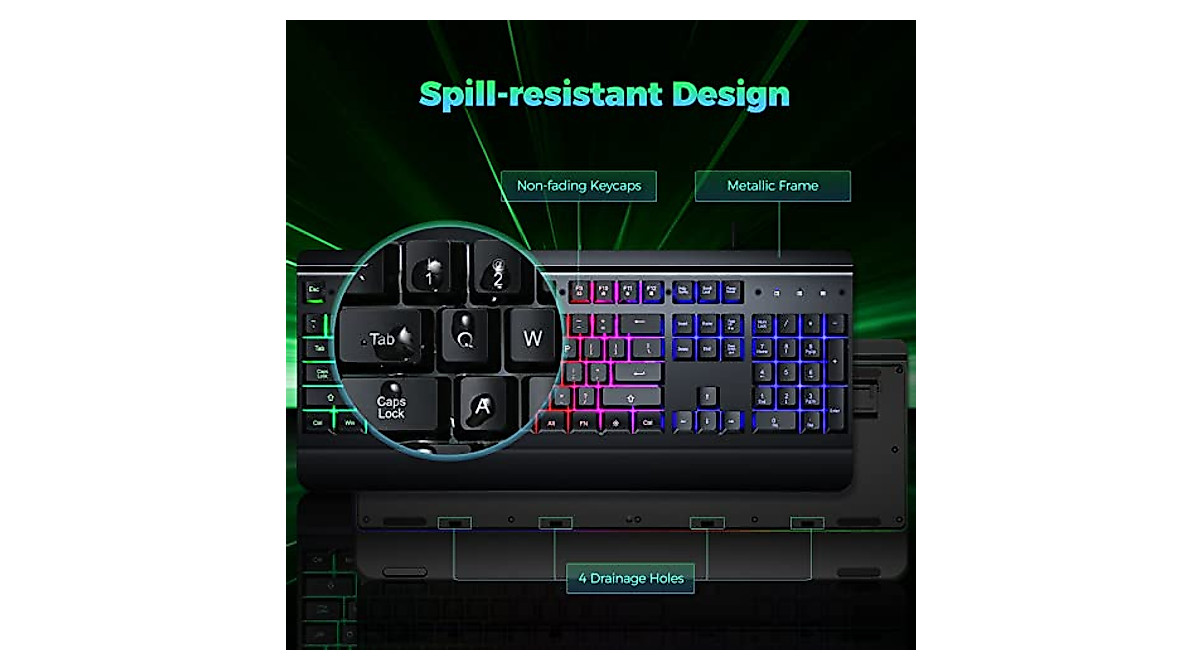 Dacoity Rainbow Backlit Gaming Keyboard - Ergonomic & Waterproof