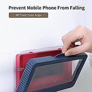 Keipc Shower Phone Holder Waterproof, HD Anti-Fog Phone Holder for Shower Wall Kitchen Mirrow, Touch Screen Phone Shower Holder Under 6.8 Inch (Dark Blue)