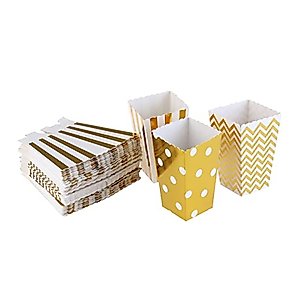 FUNOMOCYA 50pcs Popcorn Boxes Cookie Container Candy Containers Disposable Containers Popcorn Containers Party Candy Boxes Cookies Box Popcorn Cup Popcorn Bucket Cardboard Golden