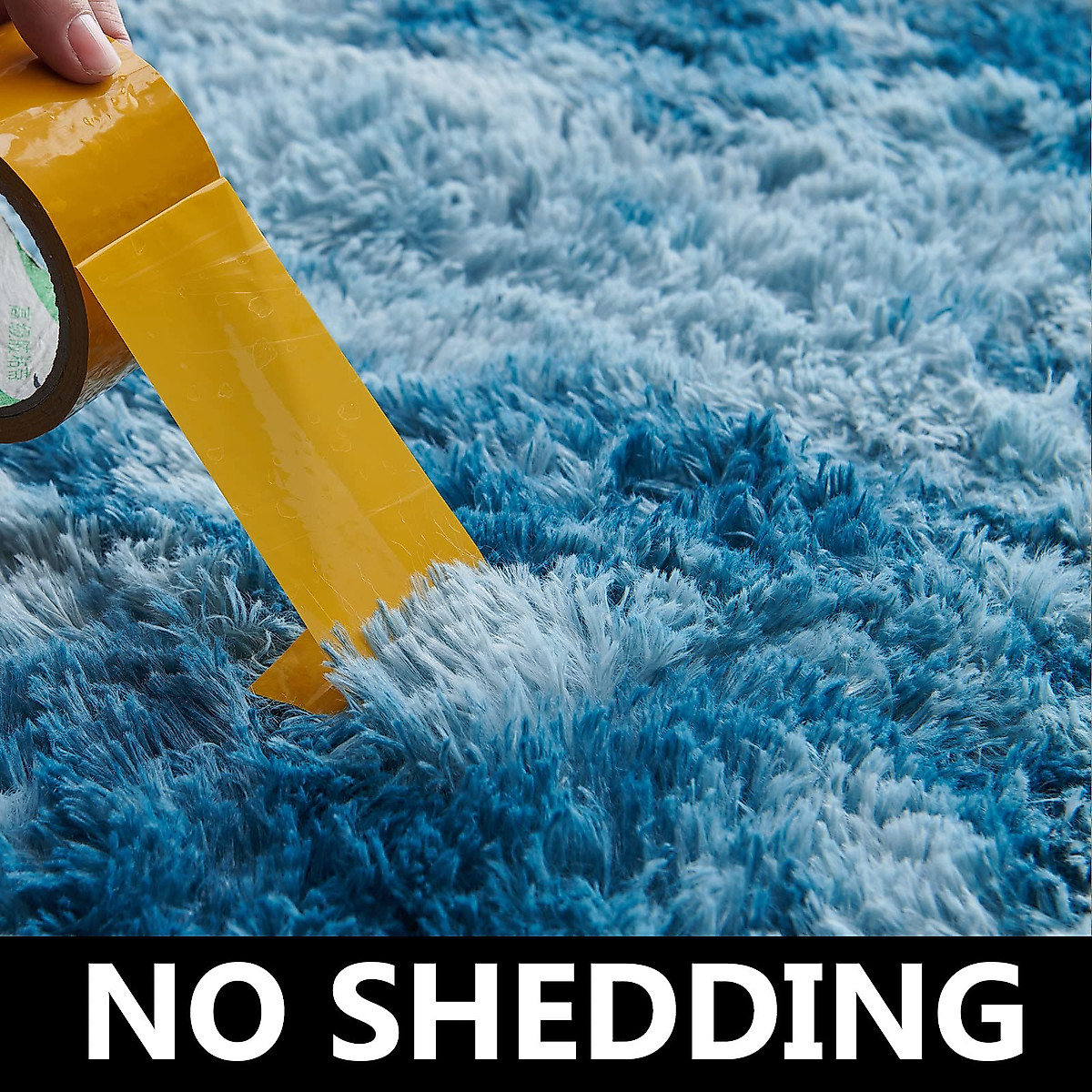 TABAYON 8 x 10 Feet Shag Area Rugs, Ultra Soft Indoor Modern Nursery Rug, Tie-Dyed Dark Blue Plush Shaggy Throw Carpets for Boy and Girls Room Dorm Living Room