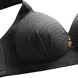 TIANEK Funny Gifts Under 5 Dollars Woman's Wireless Full Coverage Bralette Mesh Breathable Bra Underwear Push Up Comfort Corset Bra Cute Charm Daisy Bras Black