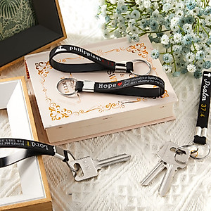 Sureio 24 Pcs Christian Bible Keychains with Scripture Inspirational Religious Keychains Verses Church Gift(Dark Colors)