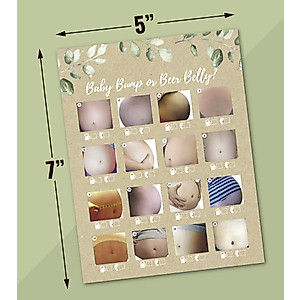 30 Beer Belly or Pregnant Baby Bump Game Cards- Baby Shower or Gender Reveal Party Supply Kit- Rustic Gender Neutral Card Design- A Fun Game for Men, Women or Kids. Made in The USA