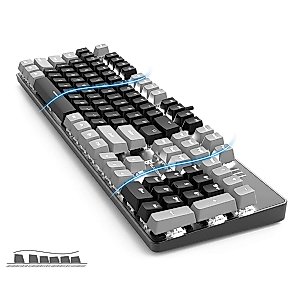Mechanical Keyboard Gaming Keyboard | Black Switch, Black Grey Color & White Backlit Keyboard | 104 Keys US Layout | Wired Gaming Keyboard | Hot Swappable Mechanical Keyboard, PC Gaming Keyboard