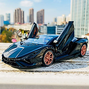 WAKAKAC Model Car Compatible for 1/24 Scale Sian FKP37 Toy Car Collectible Toy Vehicle Pull Back with Light and Sound Toy Car for Boys Adults Girl Gift(Black)