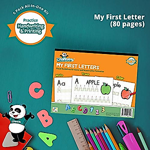 Channie’s All-In-One Visual Handwriting & Math Workbook Set for Pre-Kindergarten - 1st Grade Elementary School Students (5 Pack)