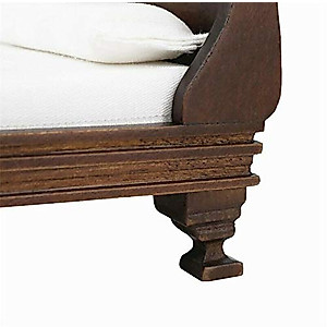 EatingBiting 1:12 Scale Collectible Buildings Miniature Bed Furniture Noble Wooden Single European Style Bed with Bedding and Decorative Pillow