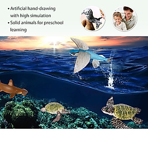 Volnau Sea Creature Toys Figures 13PCS Atlantic Ocean Shark Animals Figurines for Toddlers Kids Christmas Decoration Gift Plastic Fish Preschool Pack and Bath Set