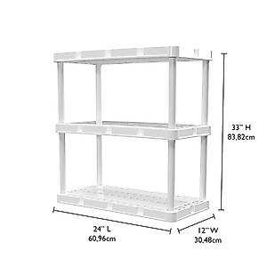 Gracious Living Knect A Shelf Light Duty 3 Shelf Interlocking Storage Units for Home, Office, Basement, or Garage Storage, White (3 Pack)