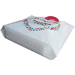 inkalfa 24 Pcs Beige Thank You Bags,Gift Bags with Soft Loop Handle,Plastic Bags Boutique Bags,Size:15"x12"x3"（38 * 30 * 8CM 2.8 Mil.