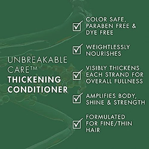 Nexxus Unbreakable Care Thickening Conditioner with Keratin, Collagen, Biotin for Fine and Thin Hair 13.5 oz