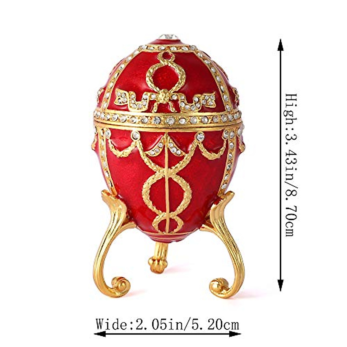 QIFU Faberge Egg Series Hand Painted Jewelry Trinket Box with Rich Enamel and Sparkling Rhinestones Unique Easter Day Gift