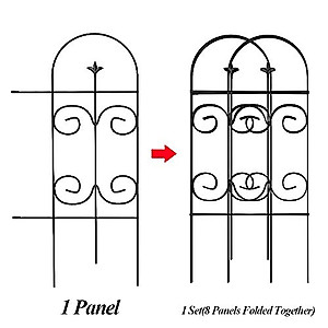 Amagabeli 8 Panels Decorative Garden Fence 10ft (L) x 32in(H) Garden Fencing Animal Barrier for Dog Rustproof Black Iron Border Fence Edging Metal Wire Fencing for Outdoor Patio Vinyl Flower ET046