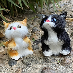 Pack of 5 Realistic Furry Baby Cats Figurines Simulation Kittens Home Office Car Decorative Statue/Synthetic Fur Pet Stuffed House Animal Replica/Photo Props/Collectible Gift