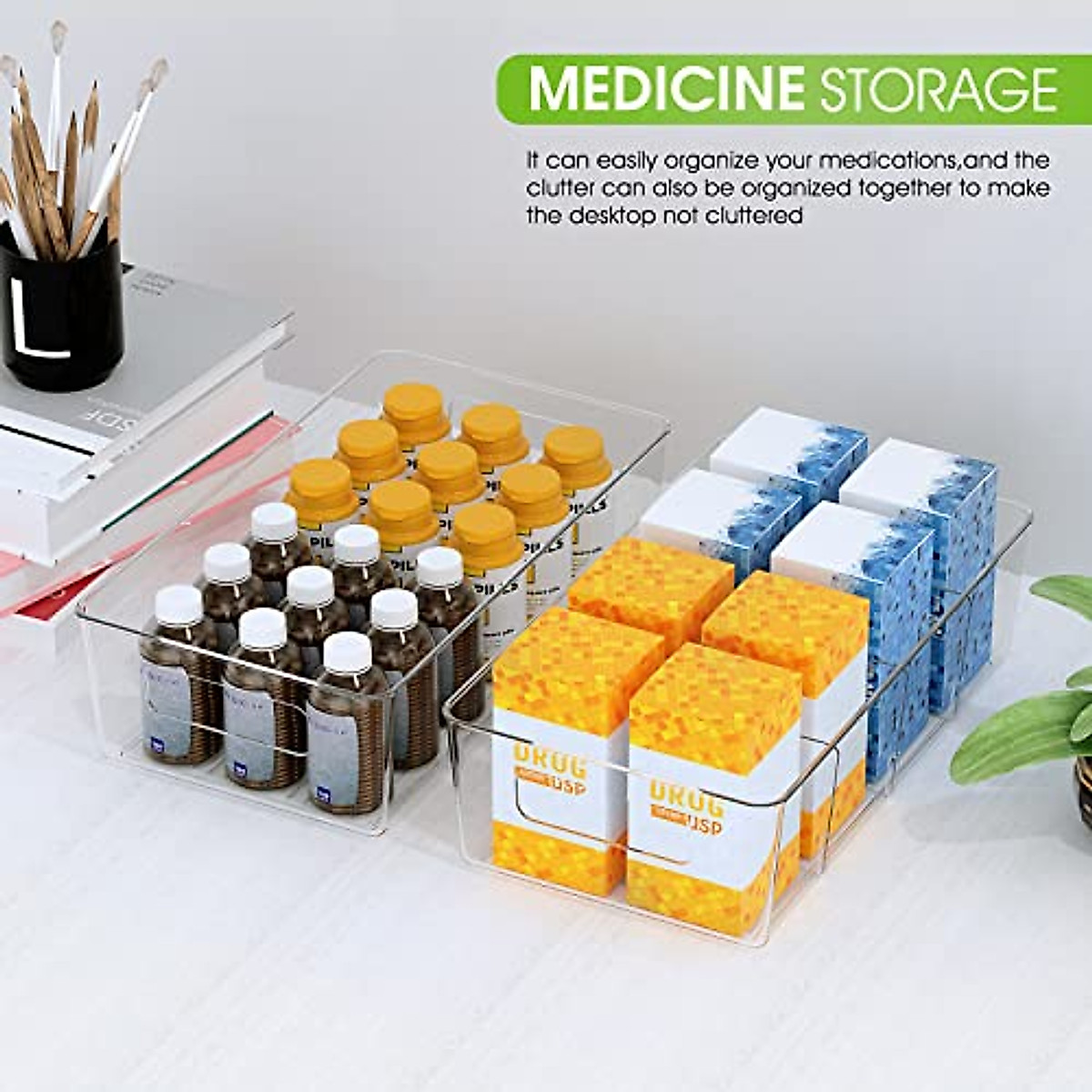 3 Pack Snack Organizer for Pantry – Food Organization and Storage Clear Bins w Removable 3 Dividers, Acrylic Fridge/Refrigerator Organizers, for Kitchen, Cabinets, Snacks, Packets, Sauce, Pouches