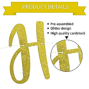 BEISHIDA Gold Glitter Happy Retirement Banner -NO DIY, Pre-Strung Happy Retirement Banner Decoration for Women&Man, Party Supplies for Retirement
