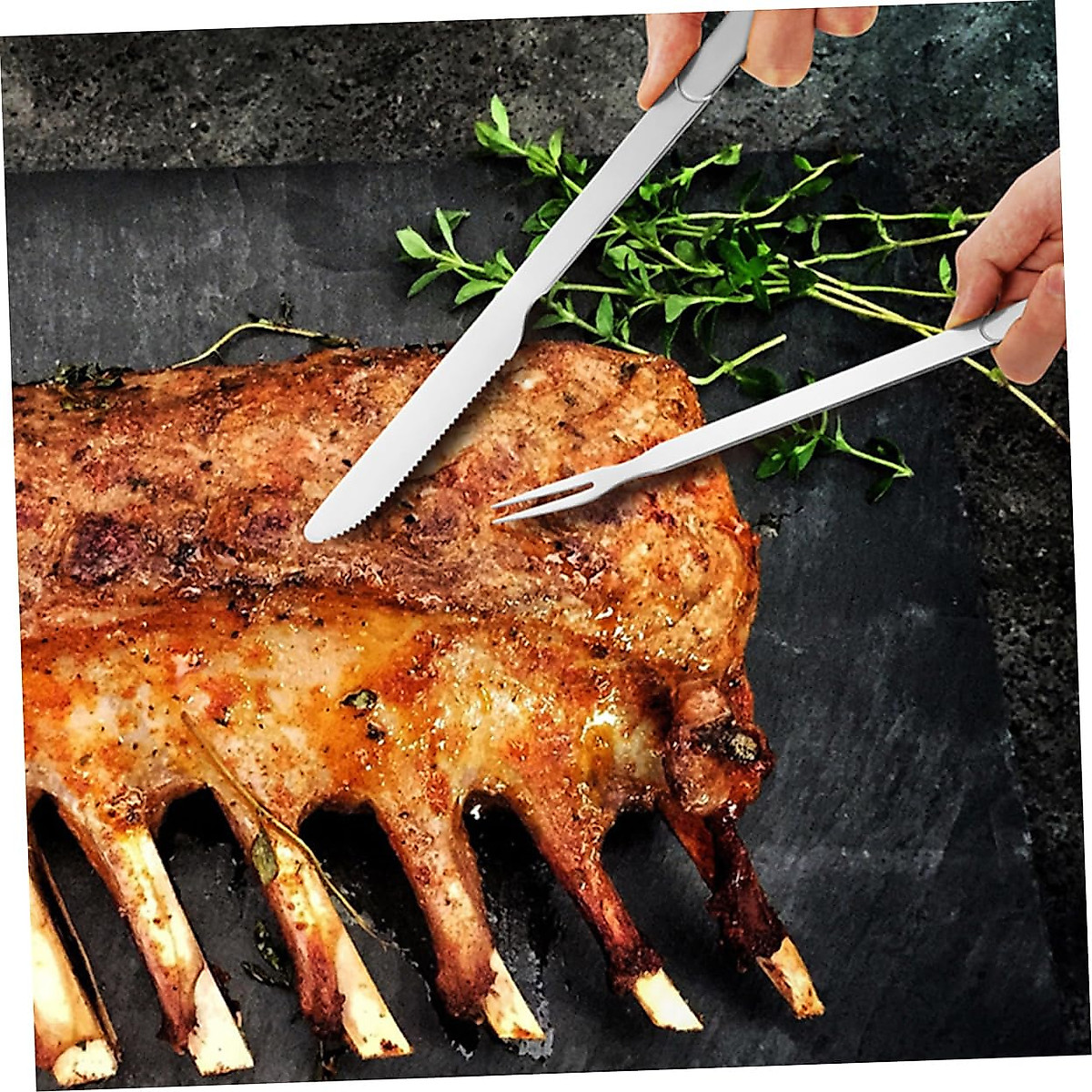 Yardwe 5 Sets Barbecue and Fork Stainless Meat Cooking Fork Meat Fork BBQ Fork Fruit Camping Grill Utensils Knives Smore Kit Barbecue Knives Outdoor Tableware