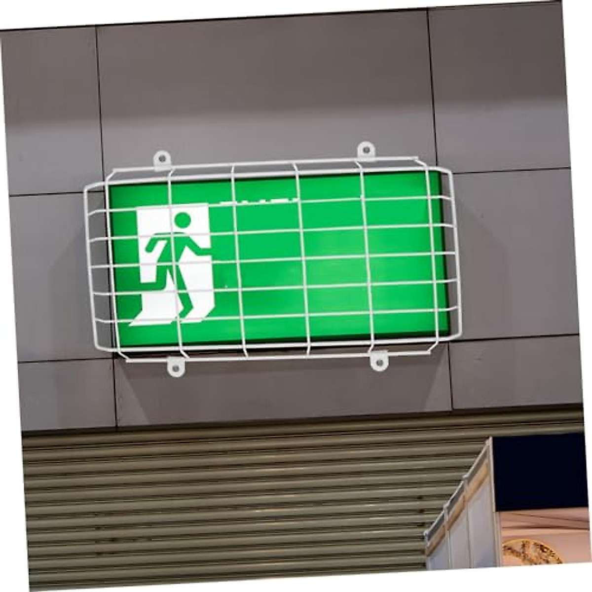 Mipcase 2pcs School Evacuation Sign Safety Sign Wire Guard Exit Sign Protective Cage LED Exit Sign Exit Light Protector Exit Sign Protective Guard Exit Sign Damage Stopper Iron White