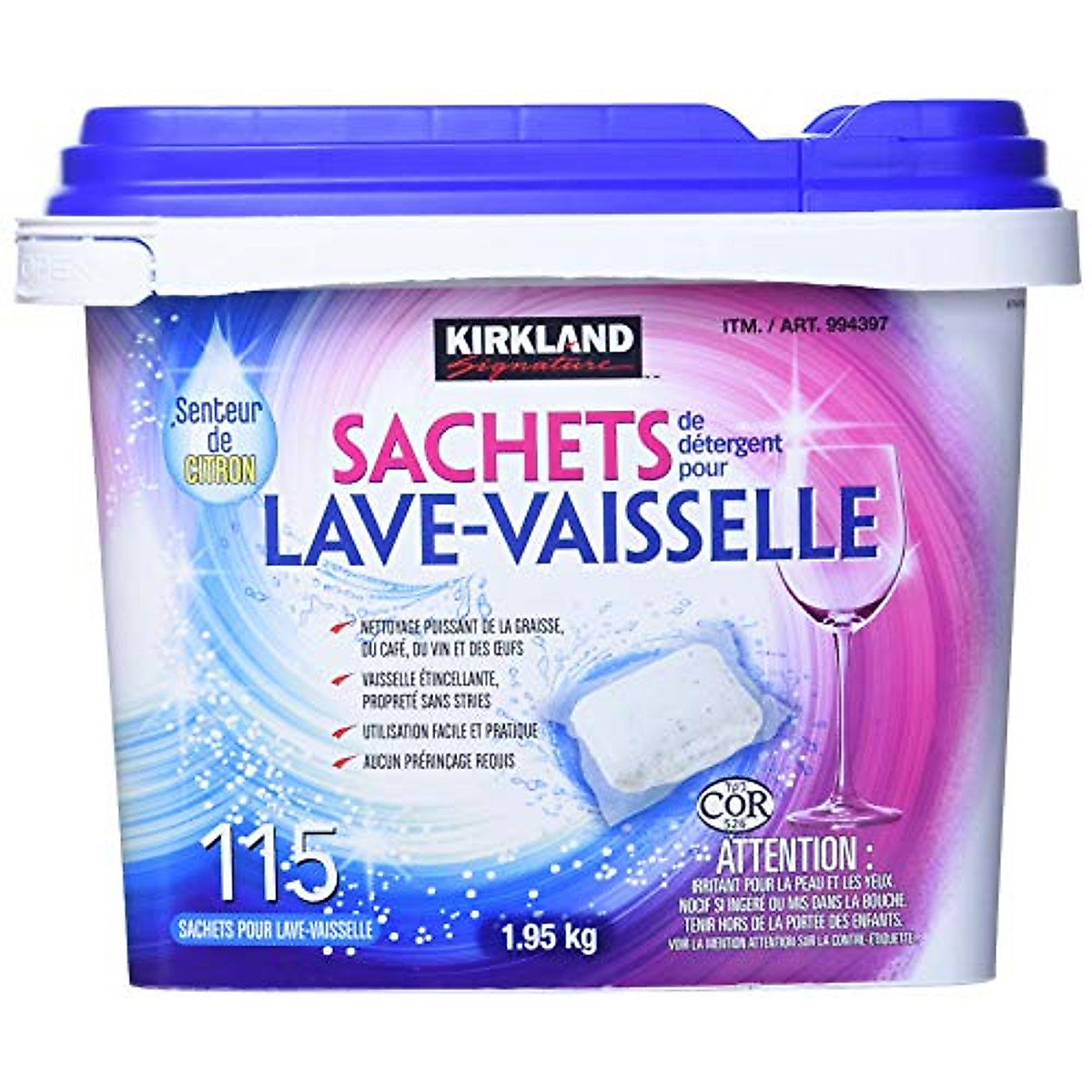 Kirkland Signature Easy to Use, Streak Free Premium Dishwasher Pacs, Automatic Dishwasher Detergent