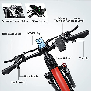 E·Bycco Electric Bike for Adults 750W, Electric Bicycle 48V 16Ah Removable Battery 26" Fat Tire Ebike,30MPH Full-Suspension,3.5'' LCD Display,Shimano 7-Speed,Snow Beach Electric Mountain Bike