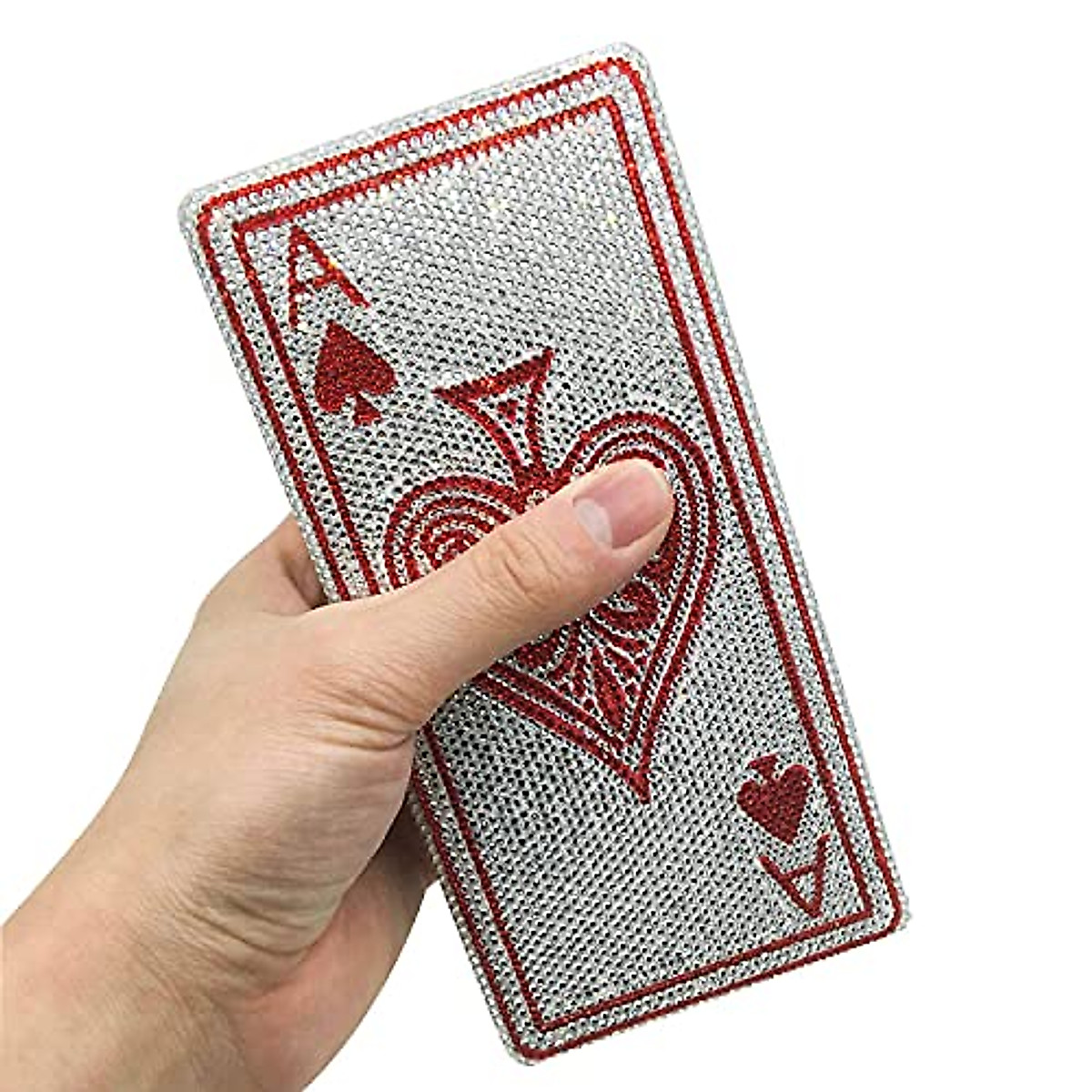 Novelty Poker Card Ace Of Hearts Evening Bags and Clutches for Women Crystal Clutch Bag Rhinestone Handbags Party Purse (Small, Heart A)