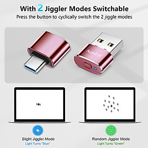 Mouse Jiggler Undetectable Metal USB Mouse Mover with Switch Button, Automatic Mouse Shaker with 2 Jiggle Modes, Driver-Free, Plug & Play, Keep Computer/Laptop Awake, with USB-C Adapter, Rose Gold