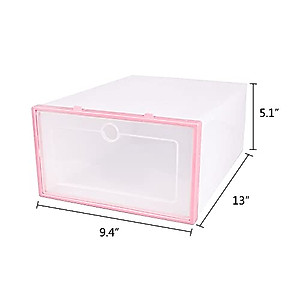 Shoe Storage Boxes 12 Pack Foldable Plastic Transparent Shoe Box Storage Clear Organizer Stackable Shoe Containers with lids Display Sneakers (White)