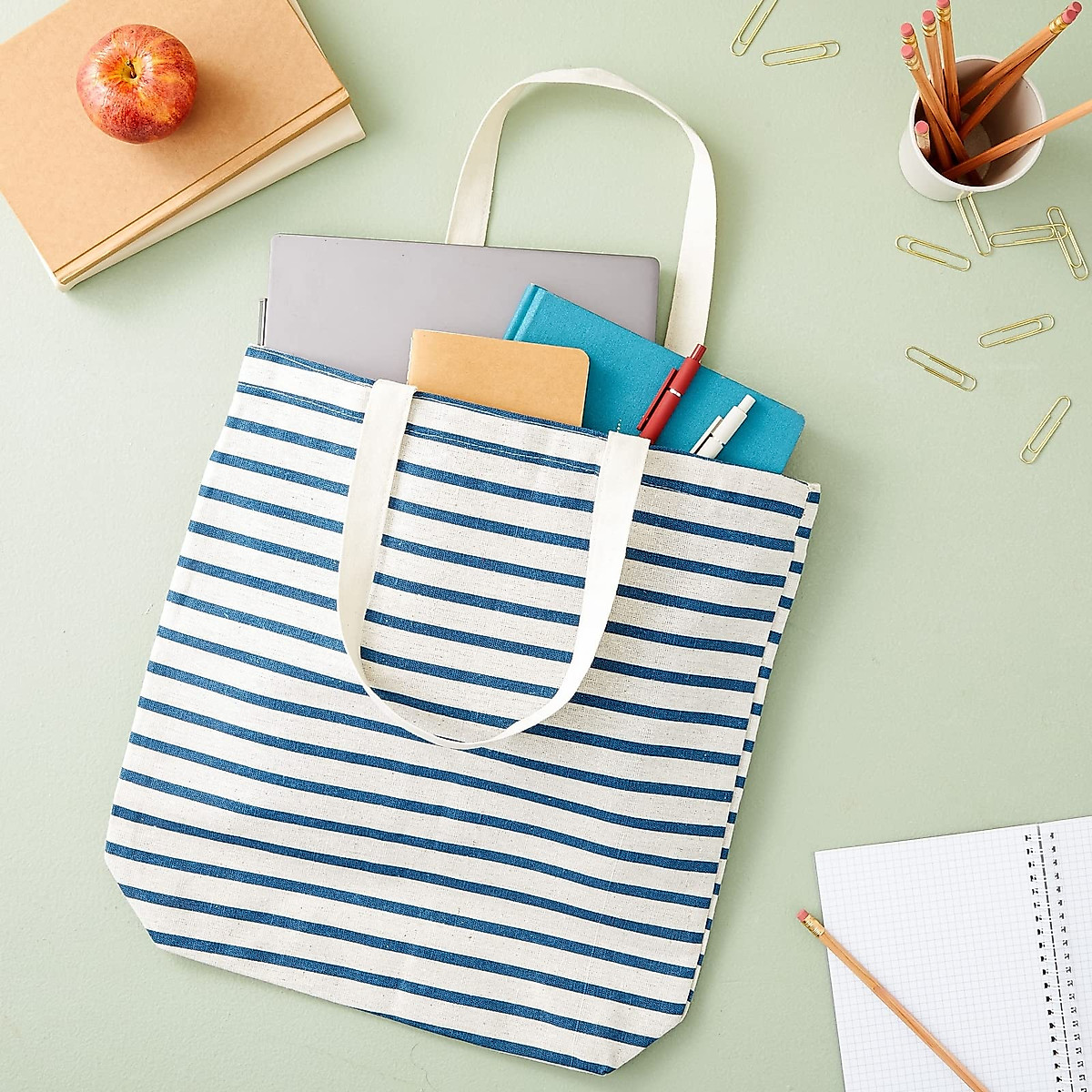 Juvale 3 Pack Small Reusable Tote Bags for Women, Canvas Cloth Bags for Shopping, 3 Designs (15 x 16.5 In)