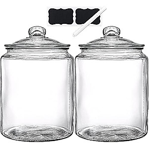 Daitouge 1.5 Gallon Glass Jars with Lids, Large Glass Storage Jars Set of 2, Heavy Duty Glass Canisters for Kitchen, Perfect for Flour, Sugar, Rice, Pasta, Beans, Cookies