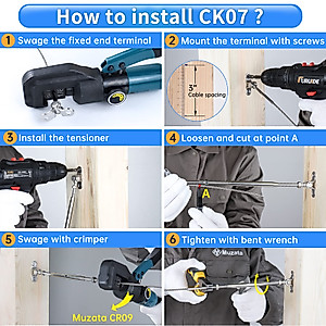 Muzata 10Pairs Cable Railing Kit 1/8" Swage Toggle Turnbuckle Hardware T316 Stainless Steel for Wood Post WoodEasy System Angle 180° Adjustable Stairs Deck 10 Cable Lines CK07 NN1,CA4 CA5…