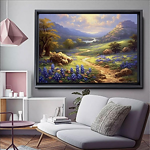 Enchanting Texas, Native Texas Hill Country Bluebonnet Landscape - Fine Art Print Mounted in a White Mat Board