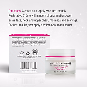 WILMA SCHUMANN Moisture Activ Gel Cream, Face Moisturizer, Face Cream with Hyaluronic Acid, 1.7 oz