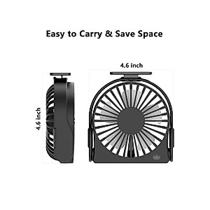 GRANDFAST Small Desk Fan, 3 Speeds Silent Travel Fan, Portable mini Desktop Fan, 180° Foldable Table Fan, USB Powered Cooling Fan for Bedroom Home Office Outdoor Trip