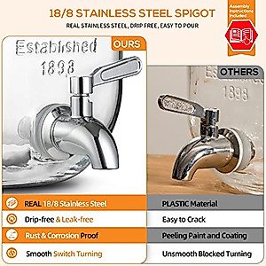 1-Gallon Glass Beverage Dispenser with Stainless Steel Spigot - [2 Pack] Drink Dispensers for Parties - Mason Jar Drinking Dispenser with Lid, Wooden Chalkboard