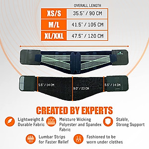 AllyFlex Sports® - Lumbar Support Belt for Women for Back Pain, Slim-Fit Back Brace for Men, Breathable Compression Back Support Brace, 41.5 inches, Medium/Large