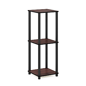 Furinno Turn-N-Tube End Table Corner Shelves, Set of 2, Dark Cherry/Black