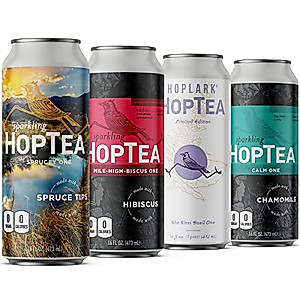 HOPLARK Sparkling HopTea - The Relax Pack - Craft Brewed NA Beer Alternative - Organic, Gluten-Free, Non GMO, Zero Calories, Sugar-Free, Unsweetened (12, 16oz Cans)