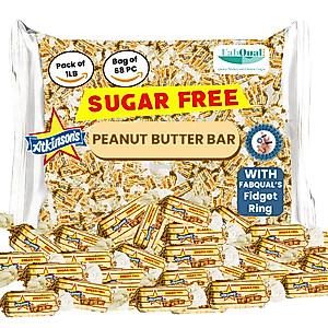 FabQual's Pack Of 1Lb Atkinsons Sugar Free Peanut Butter Bars Candy Sugar Free Candy Bars Bulk Sugar Free Hard Candy Bulk Old Fashioned Candy Bars Sugar Free Peanut Butter Candy Peanut Butter Logs