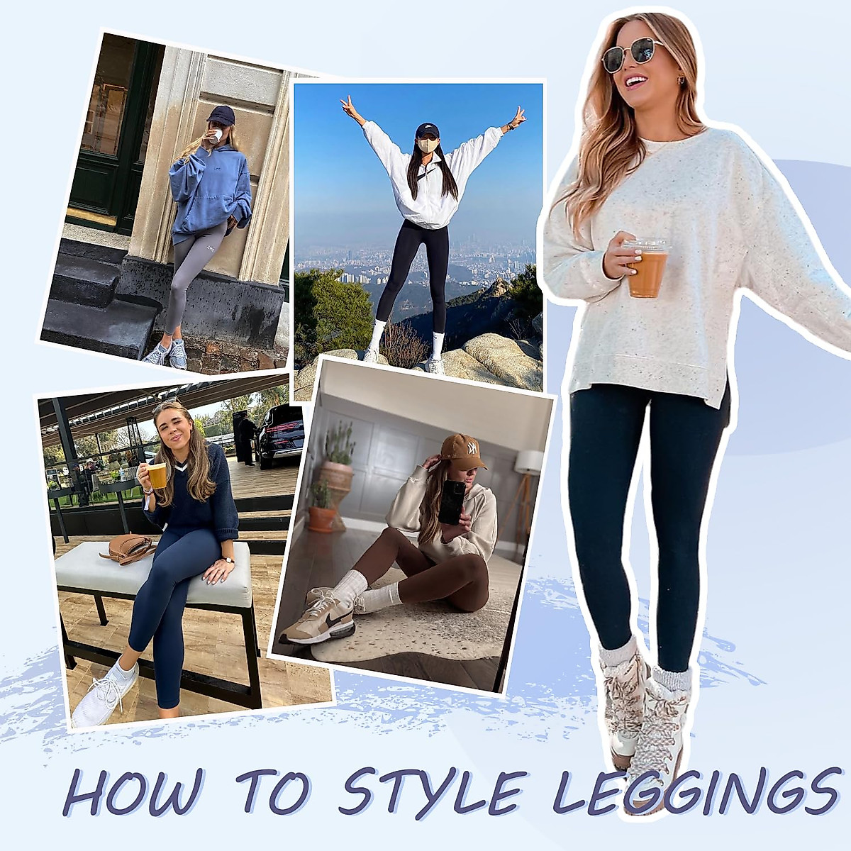 FULLSOFT 4 Pack Leggings with Pockets for Women,Soft High Waisted Tummy Control Workout Yoga Pants(4 Pack Black,Small-Medium)