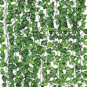 CEWOR 14 Pack 98 Feet Fake Ivy Leaves Artificial Garland Greenery Hanging Plant Vine for Bedroom Wall Decor Wedding Party Room Aesthetic Stuff