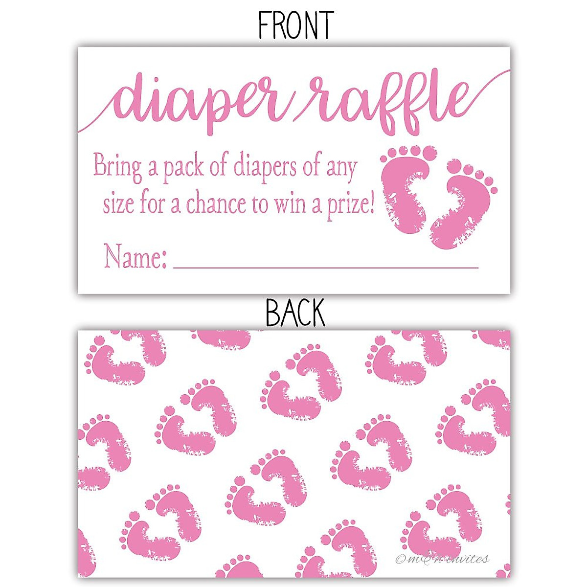 50 Pink Baby Feet Diaper Raffle Tickets - Girl Baby Shower Game